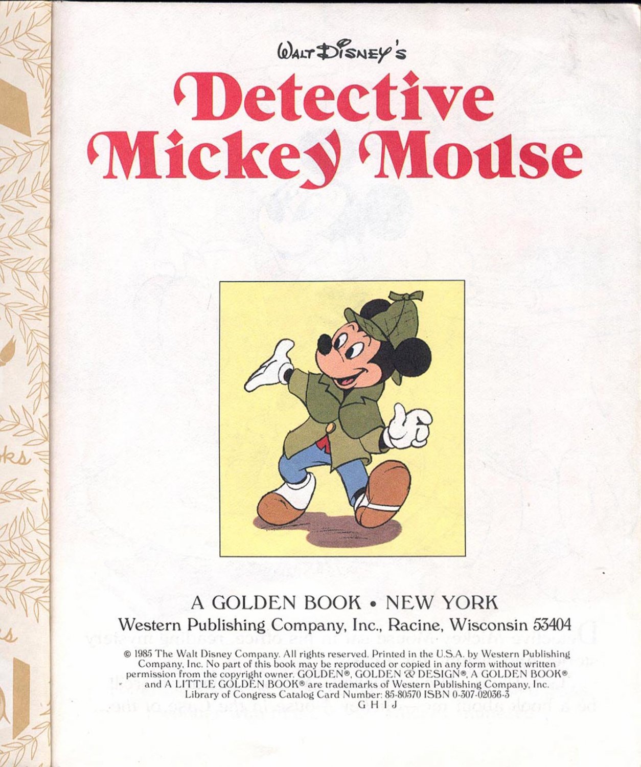 A LITTLE GOLDEN BOOK- DISNEYs DETECTIVE MICKEY MOUSE # 100-58 CHILDRENS ...