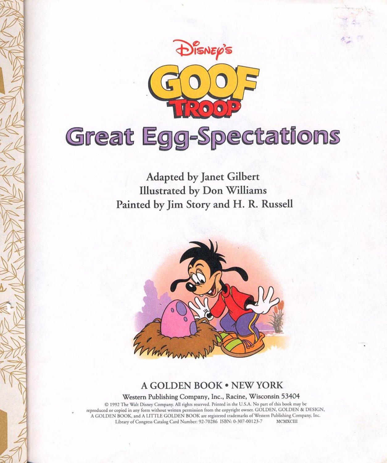 A LITTLE GOLDEN BOOK-DISNEYs GOOF TROOP GREAT EGG-SPECTATIONS #107-87 ...