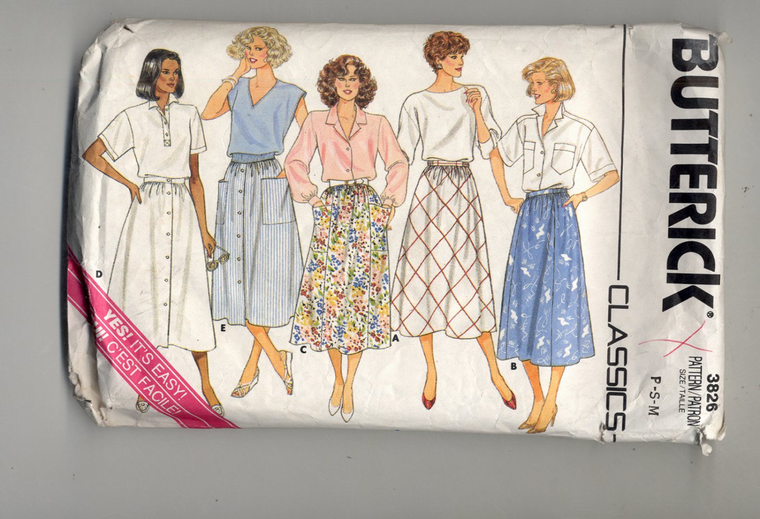 BUTTERICK CLASSICS PATTERN # 3826 MISSES A-LINE SKIRTS SIZE P-M CUT ...
