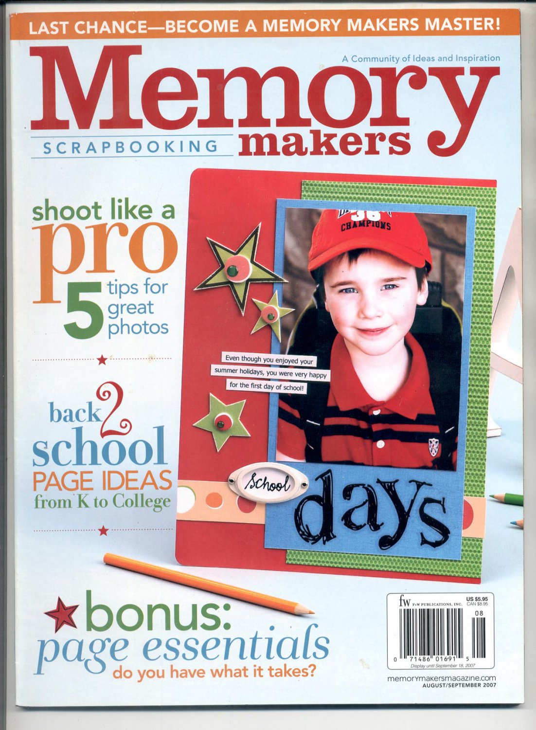 MEMORY MAKERS SCRAPBOOKING CRAFT MAGAZINE AUGUST SEPTEMBER 2007 MINT