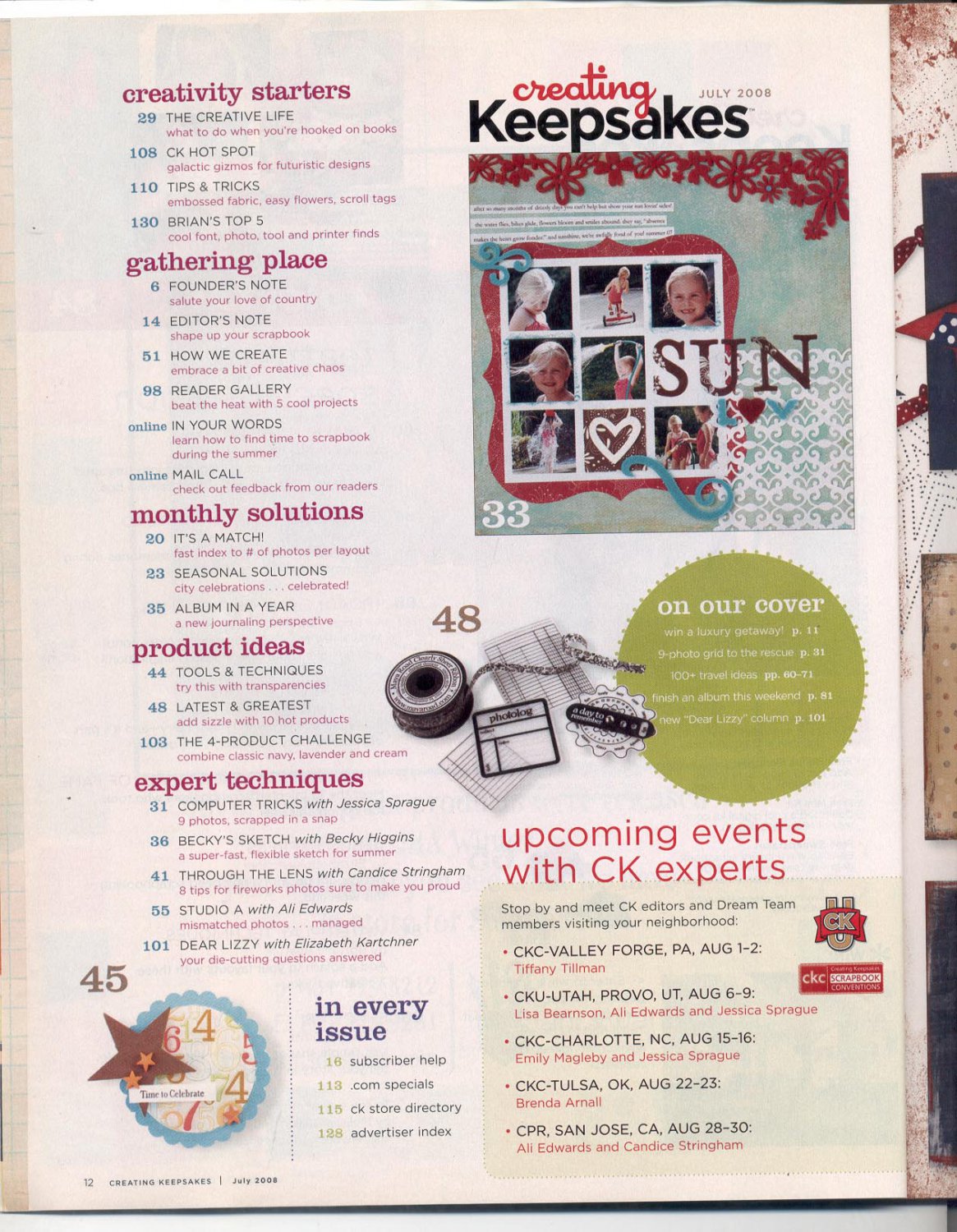 CREATING KEEPSAKES SCRAPBOOKING CRAFT MAGAZINE JULY 2008 NEAR MINT