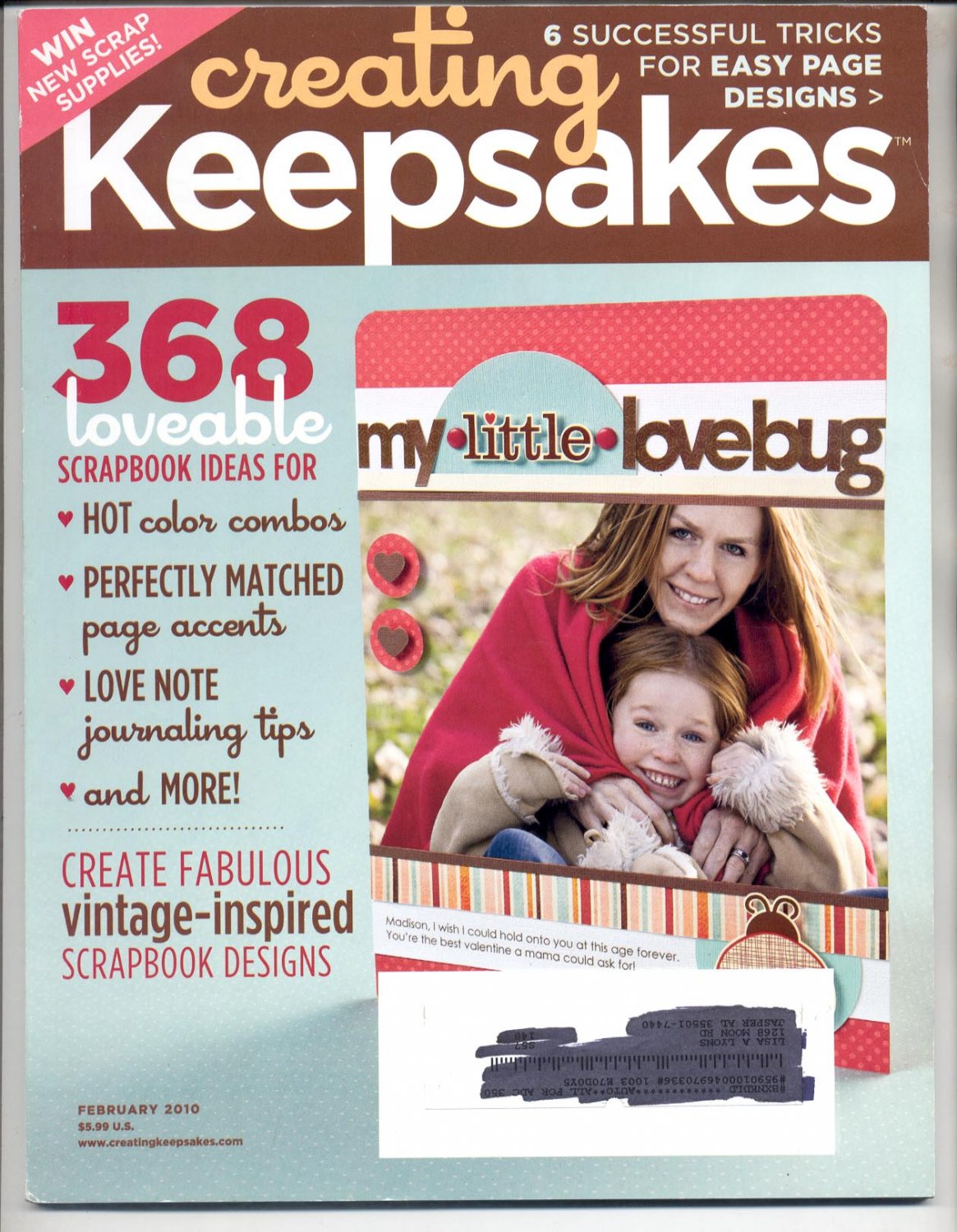 CREATING KEEPSAKES SCRAPBOOKING CRAFT MAGAZINE FEBRUARY 2010 NEAR MINT