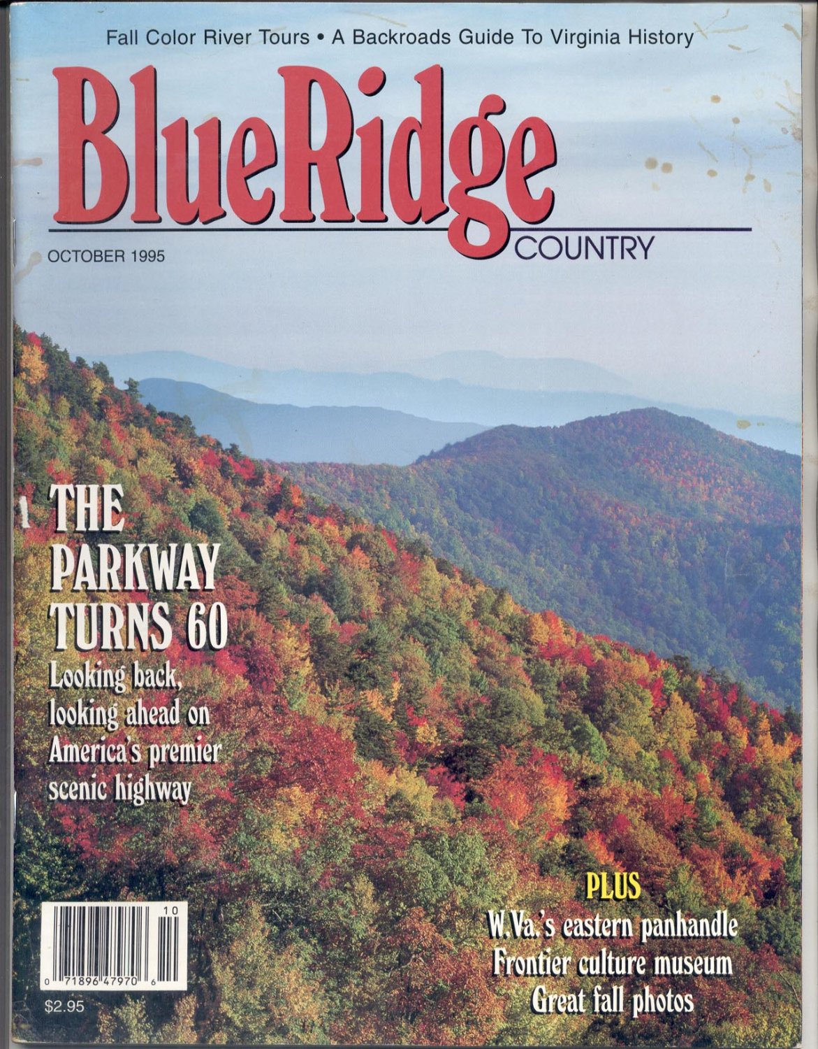 BLUE RIDGE COUNTRY MAGAZINE ~ BACKROADS OF VIRGINIA ~ OCTOBER 1995 NM