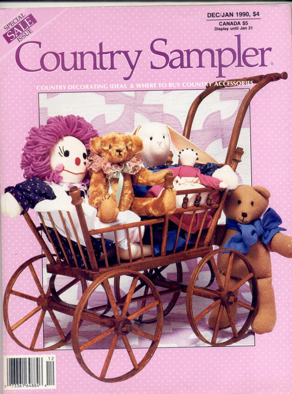 COUNTRY SAMPLER BACK ISSUE MAGAZINE DEC JAN 1990 DECOR IDEAS ...