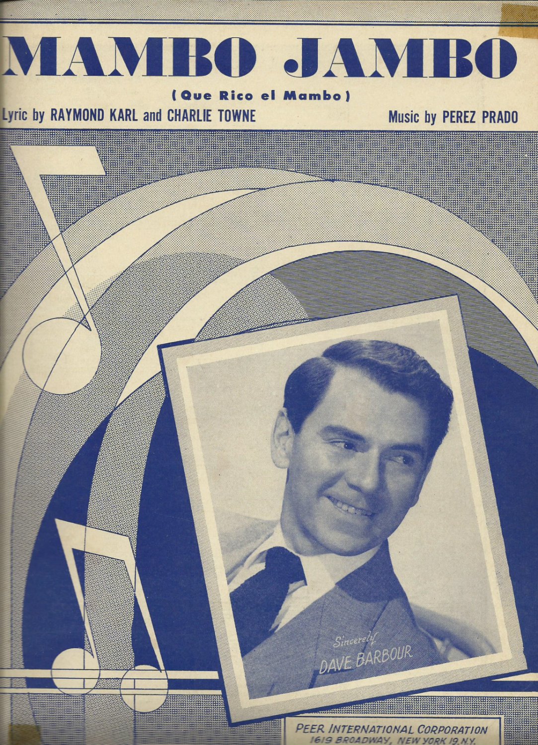 MAMBO JAMBO (QUE RICO EL MAMBO) 1950 VINTAGE SHEET MUSIC DAVE BARBOUR ...