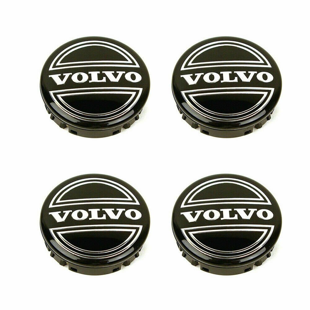 64mm Volvo Black Hubcap Cover Wheel Center Cap Set