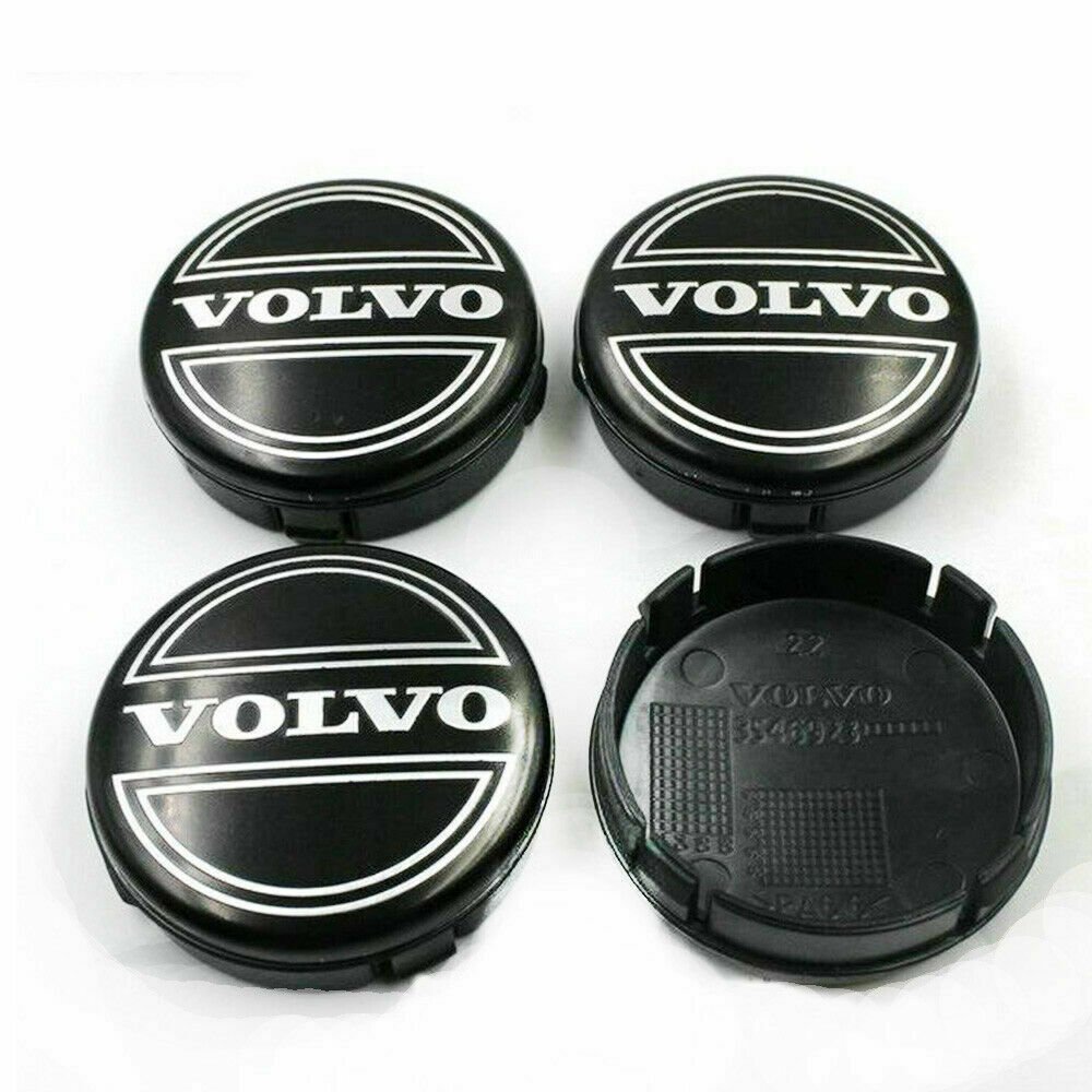 64mm Volvo Black Hubcap Cover Wheel Center Cap Set