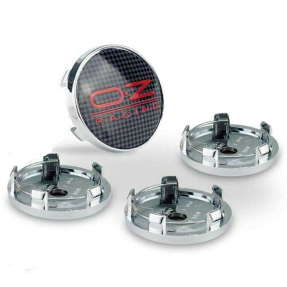 60mm OZ Racing Black Carbon Hubcap Wheel Cover Center Cap Set