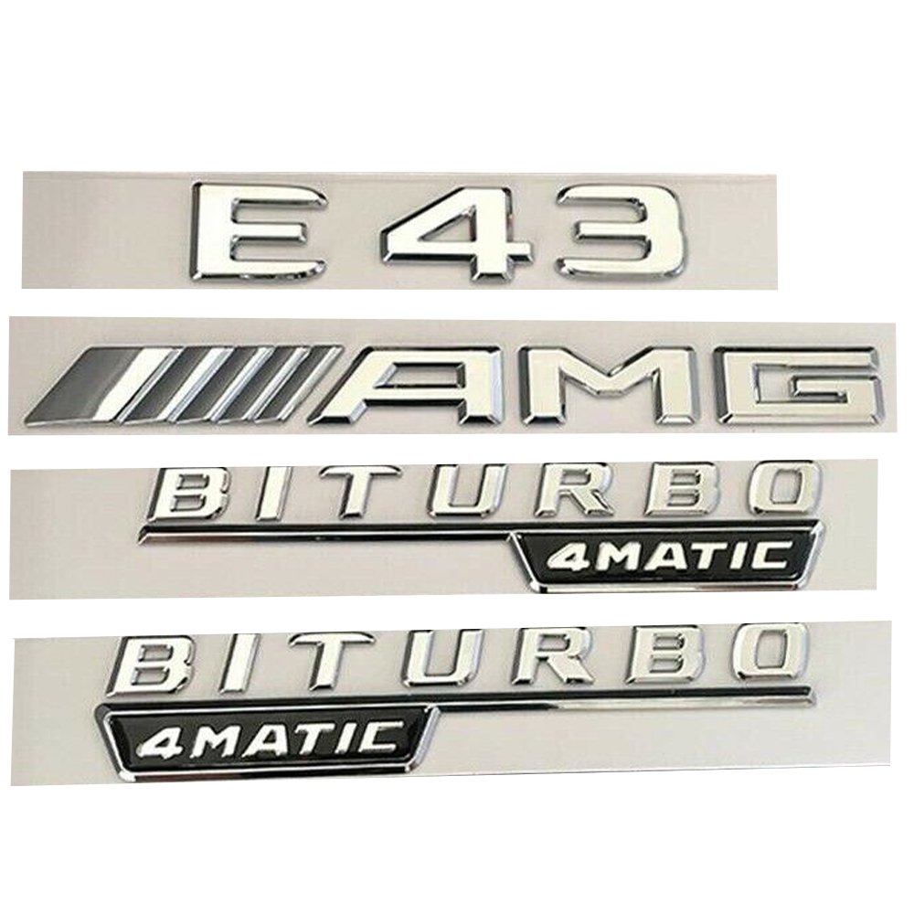 E43 AMG V8 BITURBO 4MATIC Silver Sticker Logo Emblems for Mercedes Benz