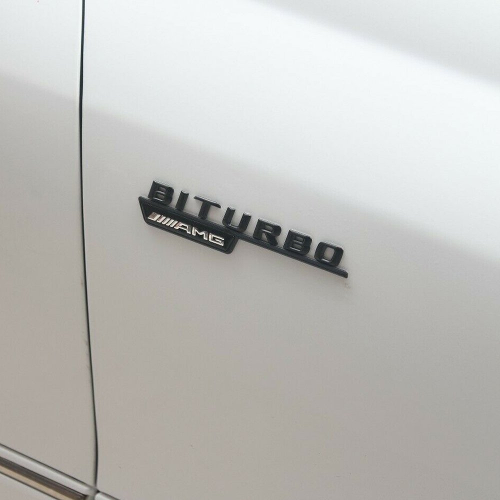 BITURBO ////AMG Black Sticker Letter Trunk Grill Emblem Hood Badge