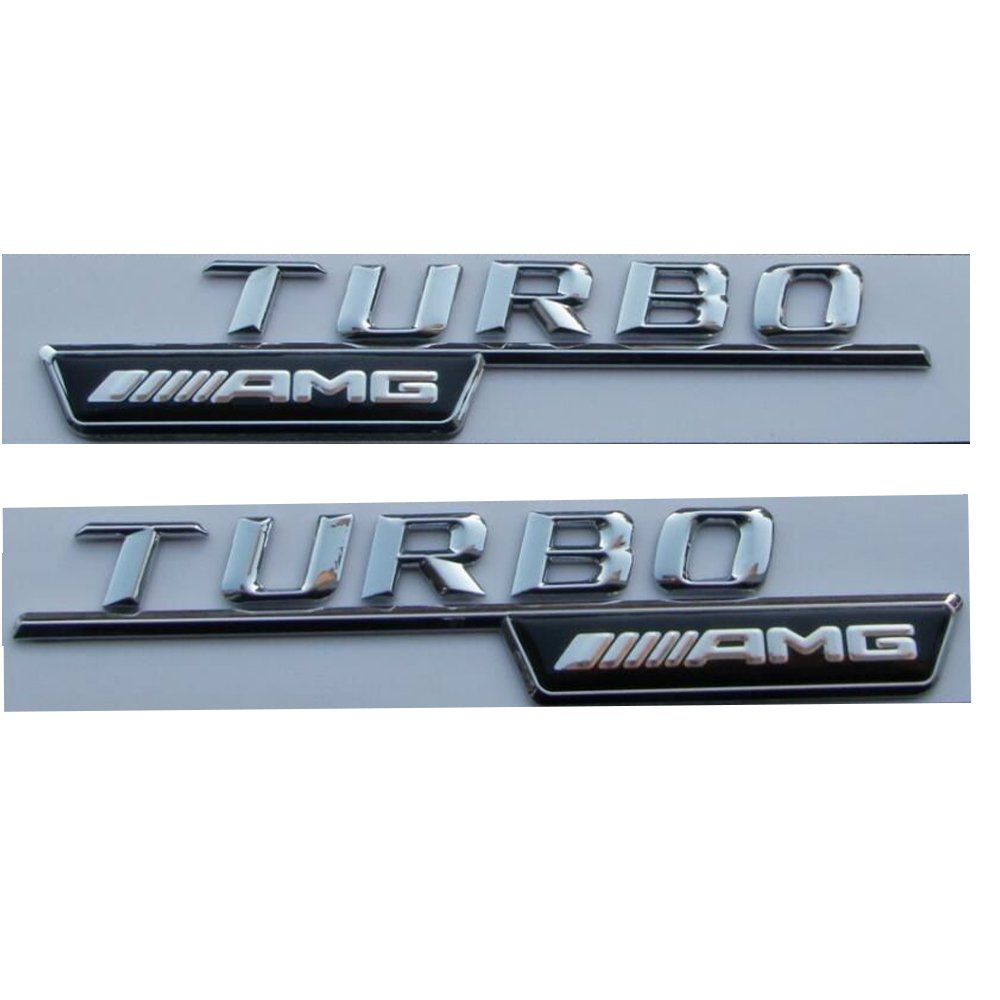 Chrome Letters Fender Emblem Badge Emblems for Mercedes Benz TURBO AMG