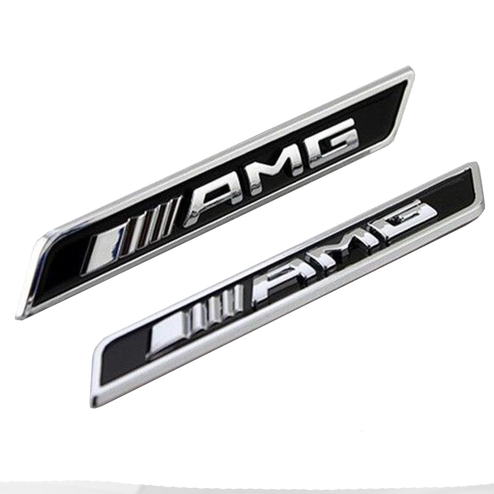 Black Chrome Letters Fender Emblem Emblems Badges for Mercedes Benz AMG