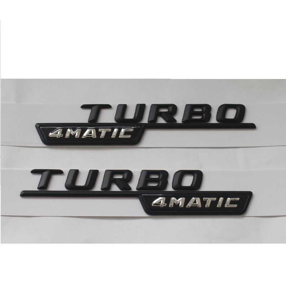 Black TURBO 4MATIC Letters Emblem Badge Badges Emblems for Mercedes ...