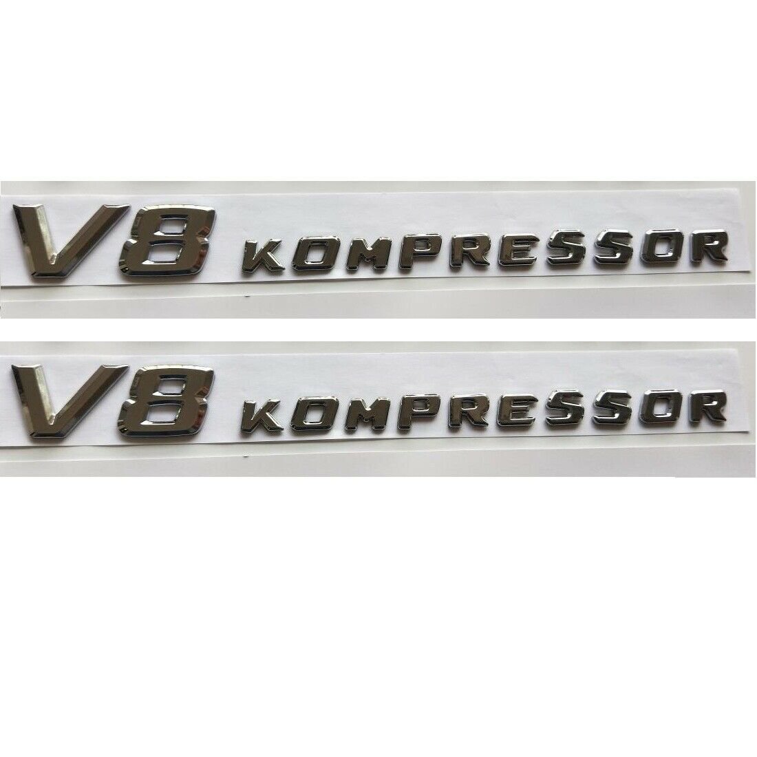 2 x Chrome Letters V8 KOMPRESSOR Emblem Badge Emblems for Mercedes Benz AMG