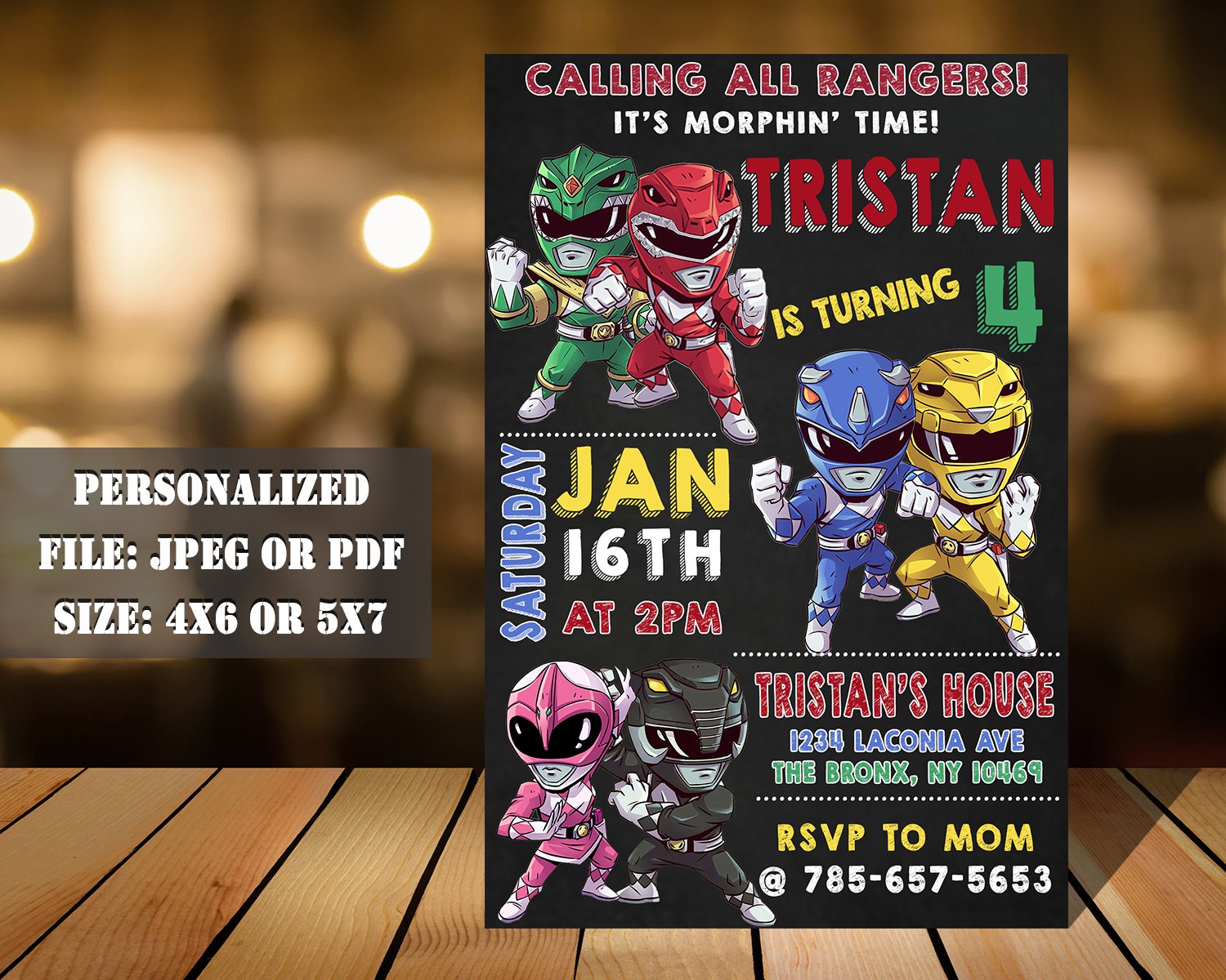 Power Rangers Invitation, Power Rangers Card, Power Rangers Party ...