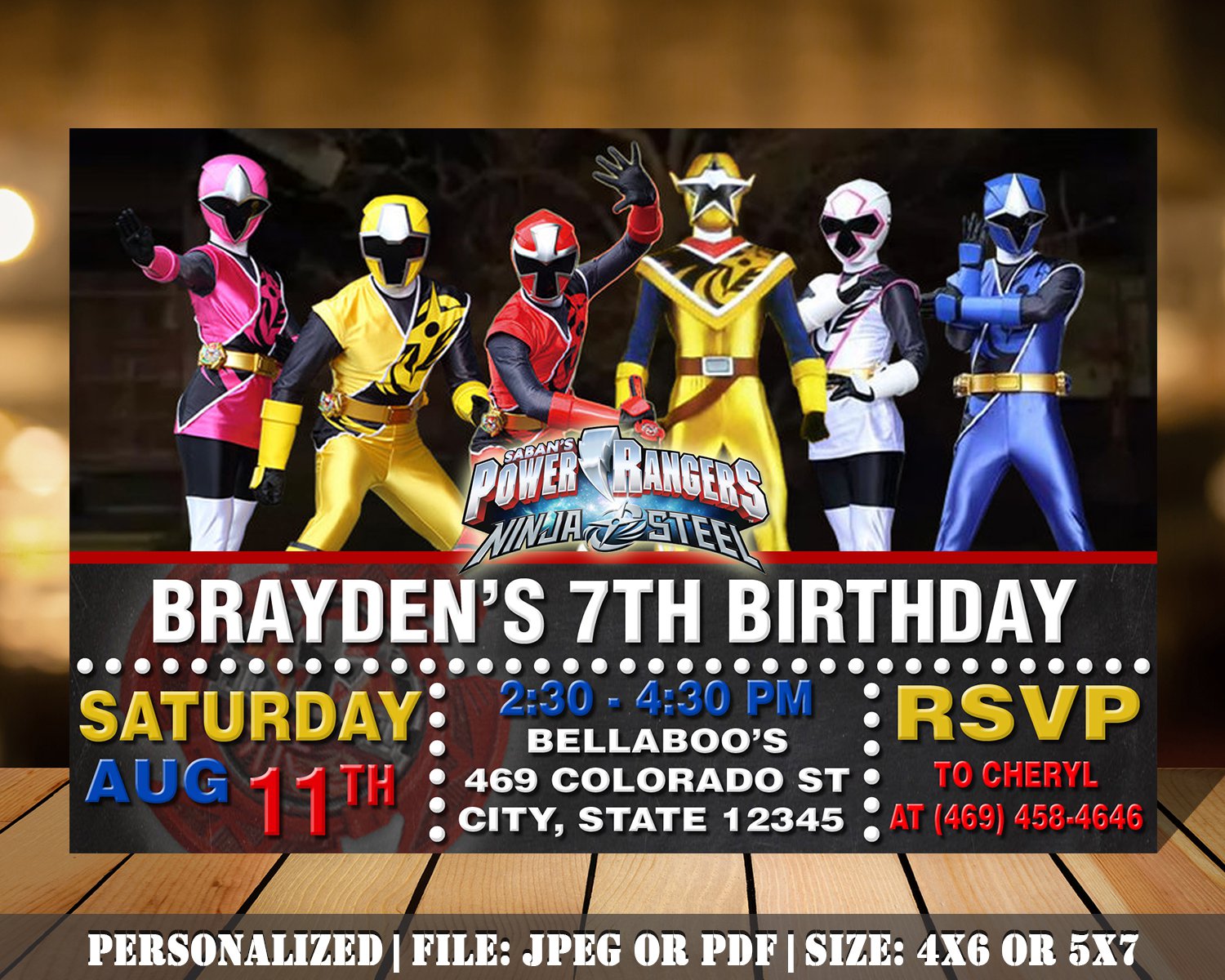 Power Rangers Invitation, Power Rangers Card, Power Rangers Party ...