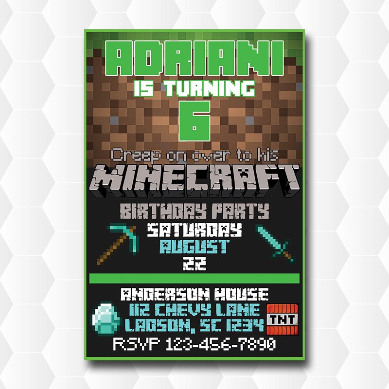 Minecraft Bedrock TNT Invitation Party