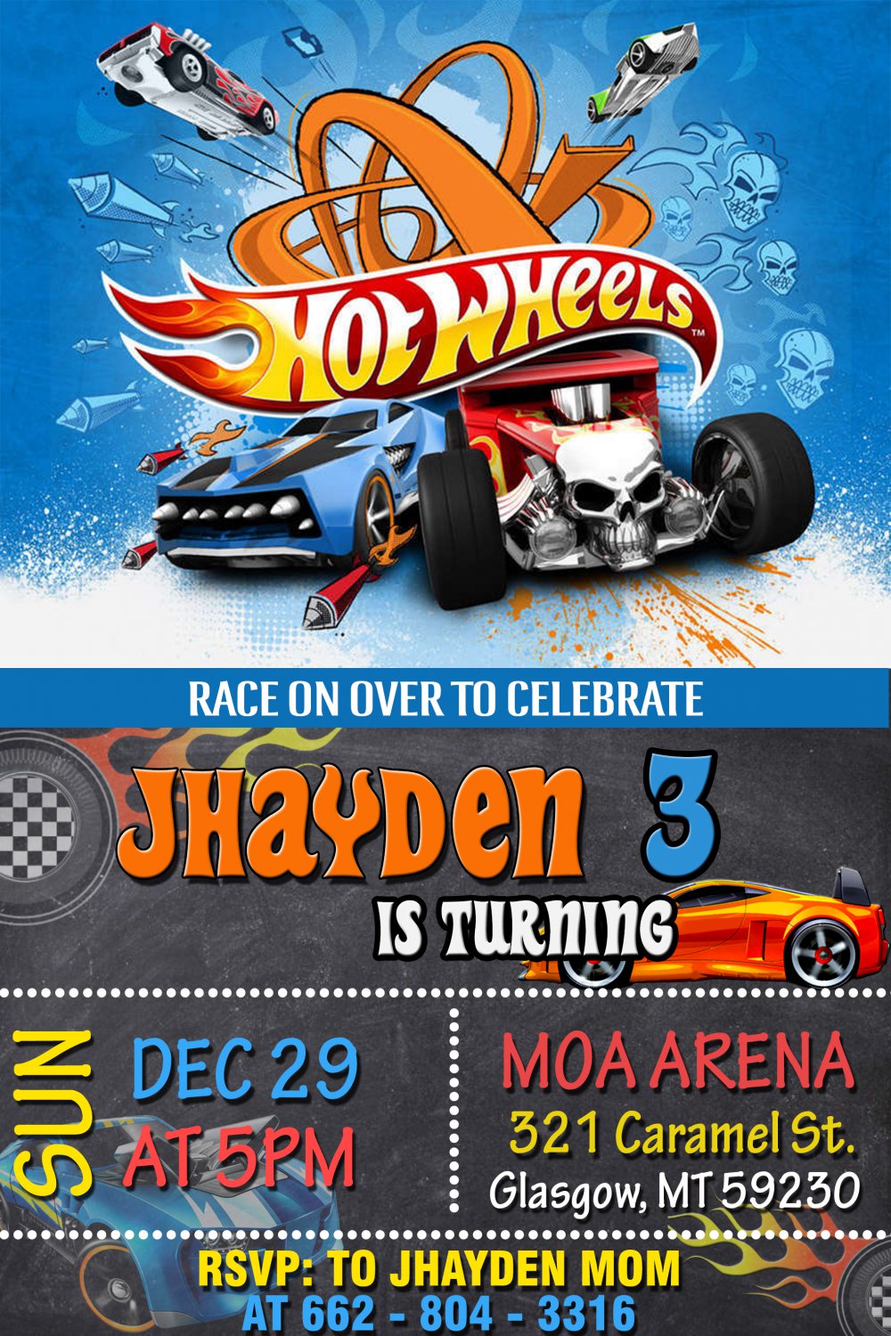HOT WHEELS DIGITAL BIRTHDAY INVITATION