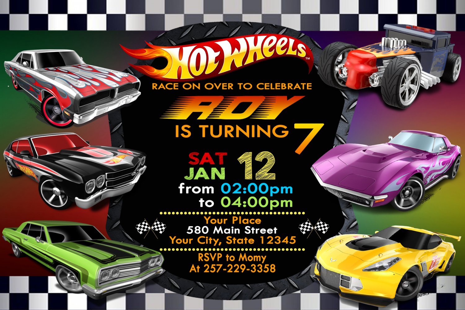 HOT WHEELS DIGITAL BIRTHDAY INVITATION