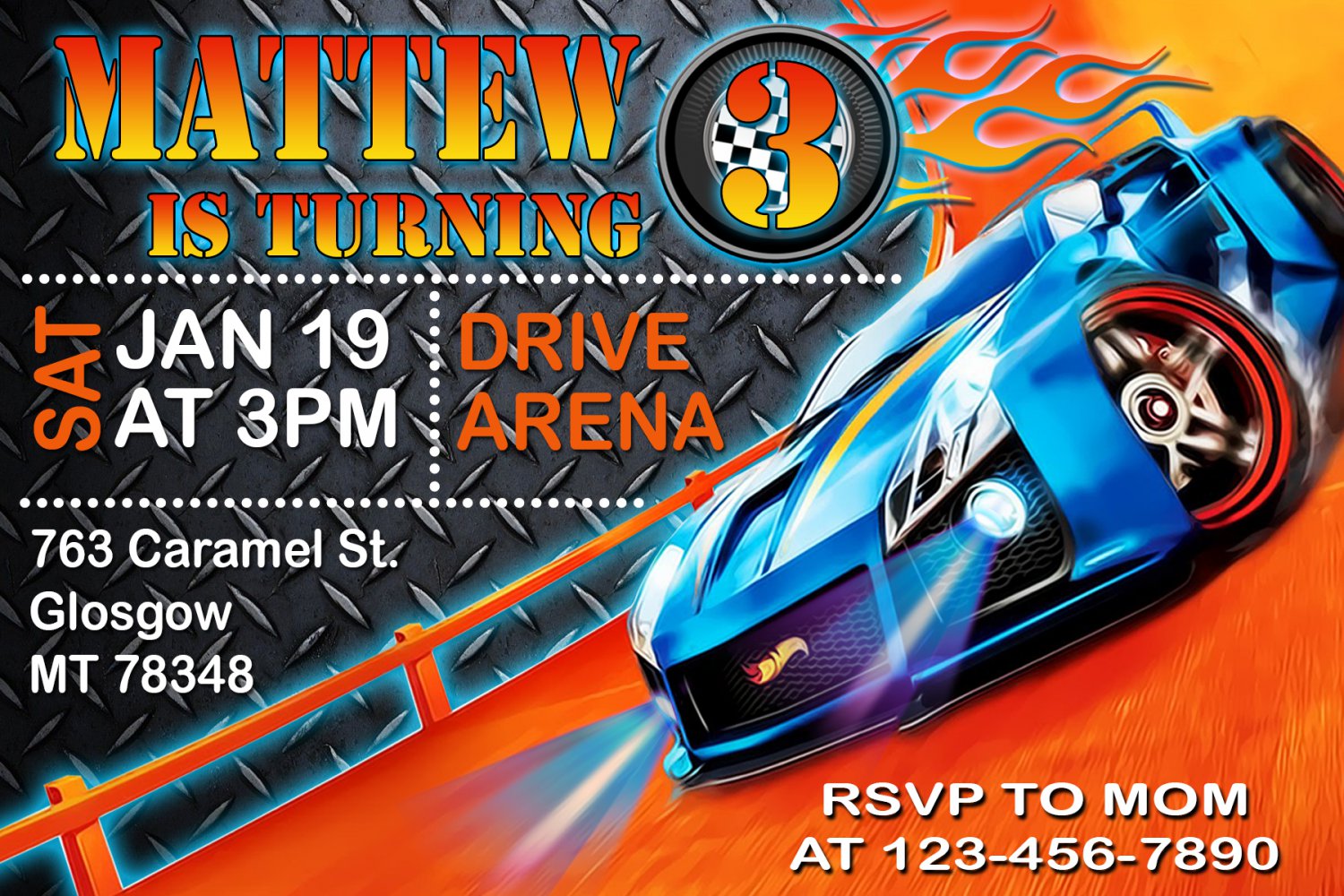 HOT WHEELS DIGITAL BIRTHDAY INVITATION