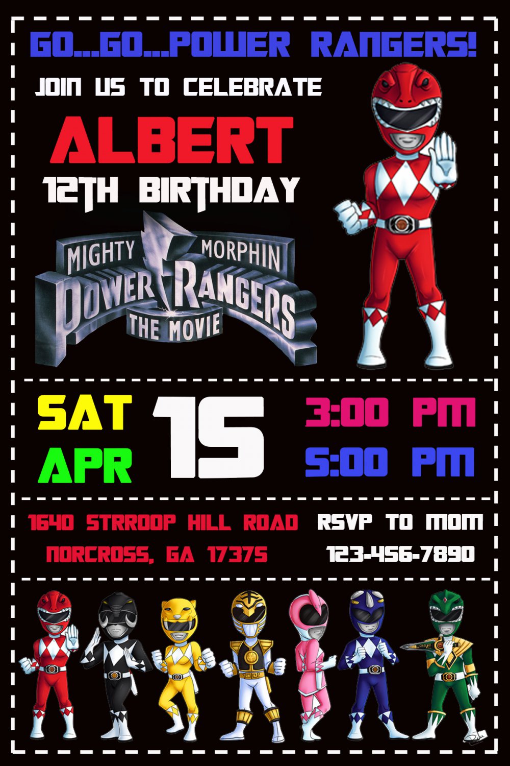 POWER RANGERS DIGITAL BIRTHDAY INVITATION