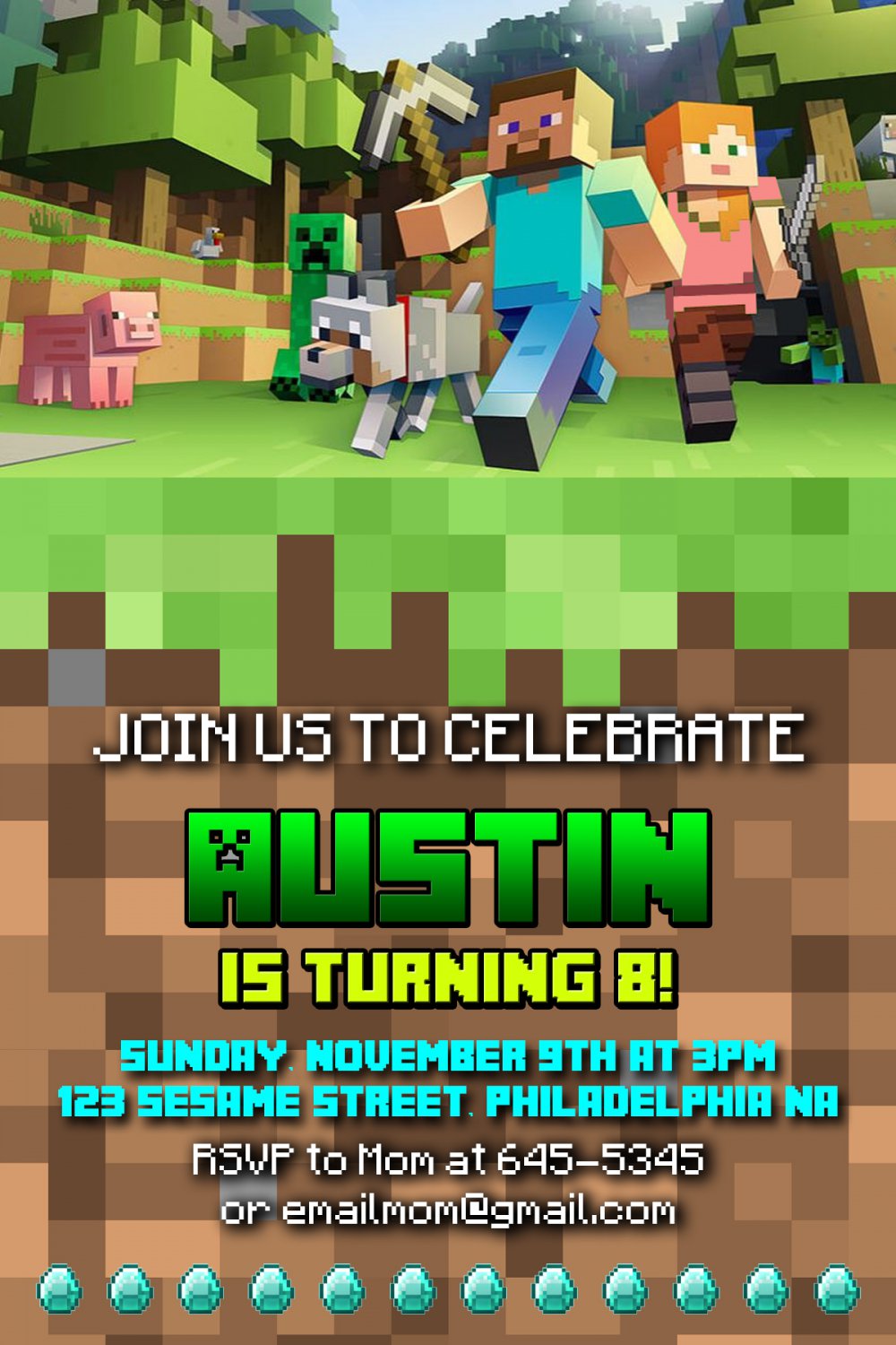 MINECRAFT DIGITAL BIRTHDAY INVITATION