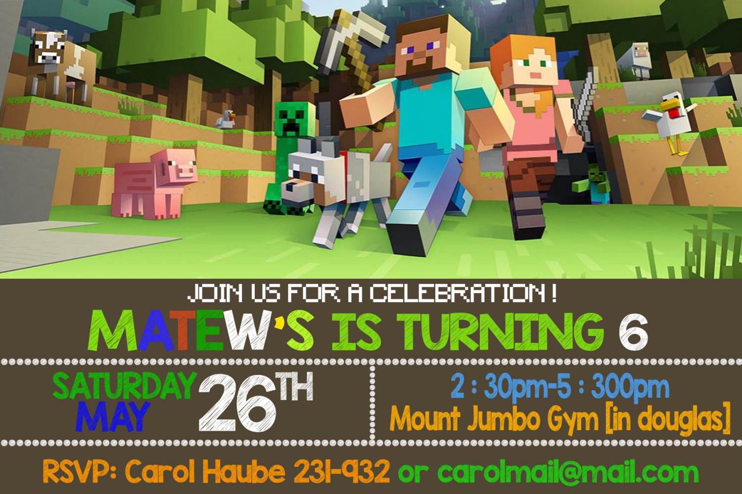 MINECRAFT DIGITAL BIRTHDAY INVITATION