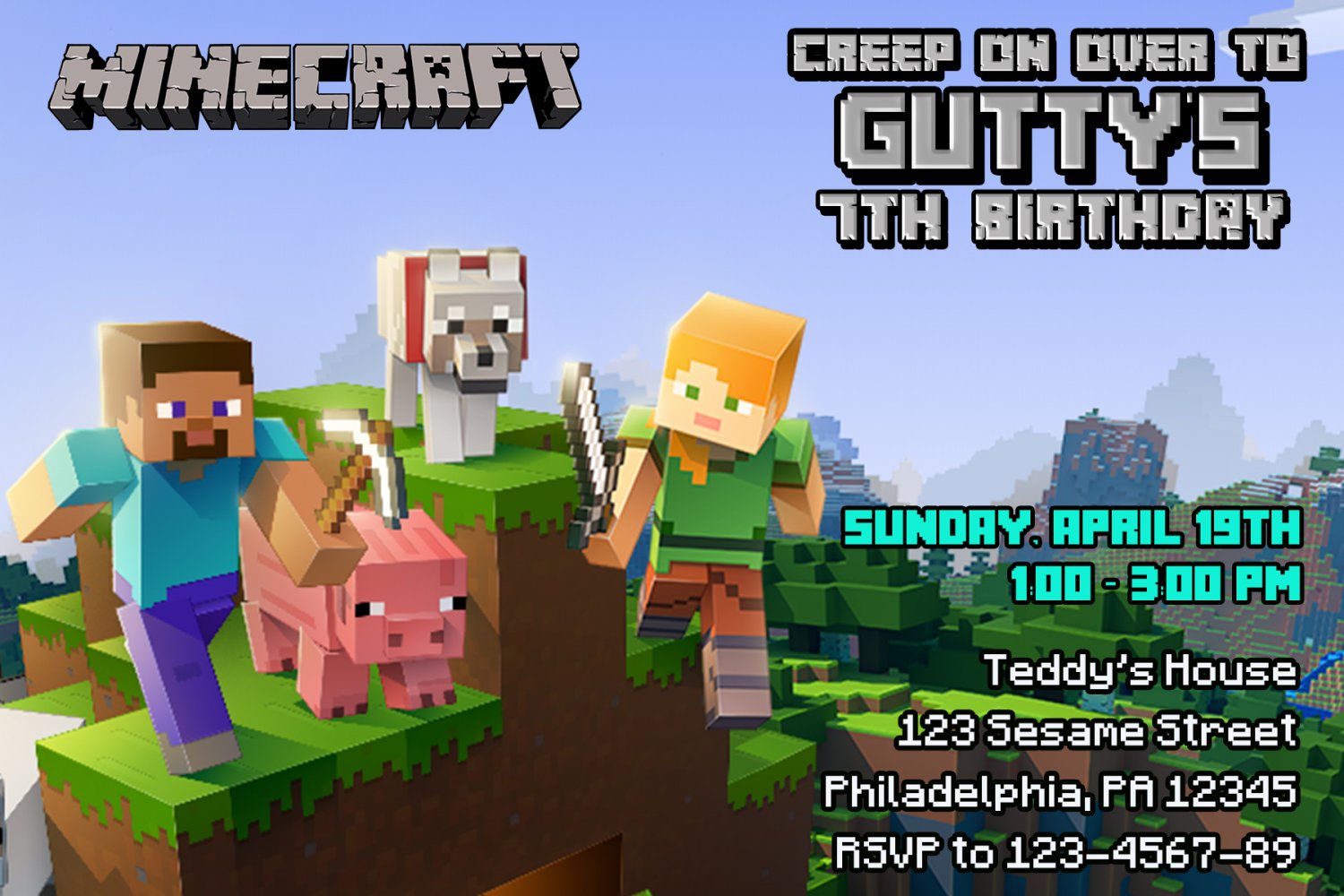 MINECRAFT DIGITAL BIRTHDAY INVITATION