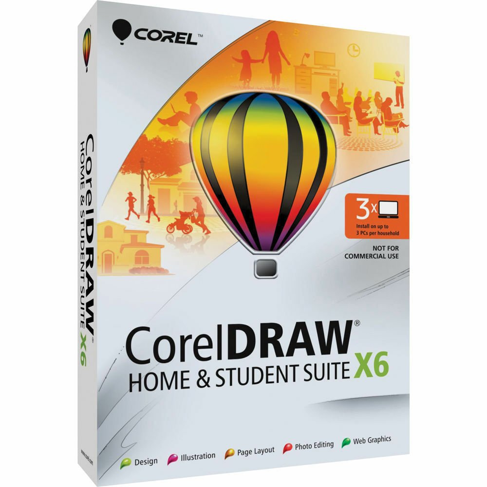 Corel CorelDRAW Home & Student Suite X6 -3 Users Software f Windows ...
