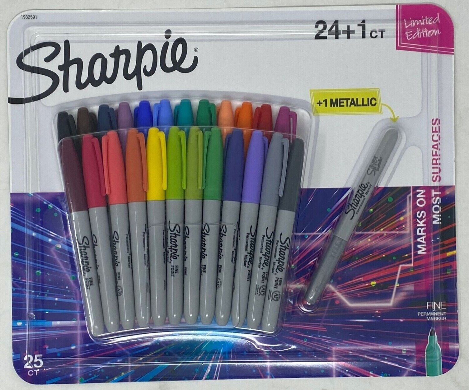 25-Pack Sharpie Fine Point Color Burst Permanent Markers 24 + 1 ...