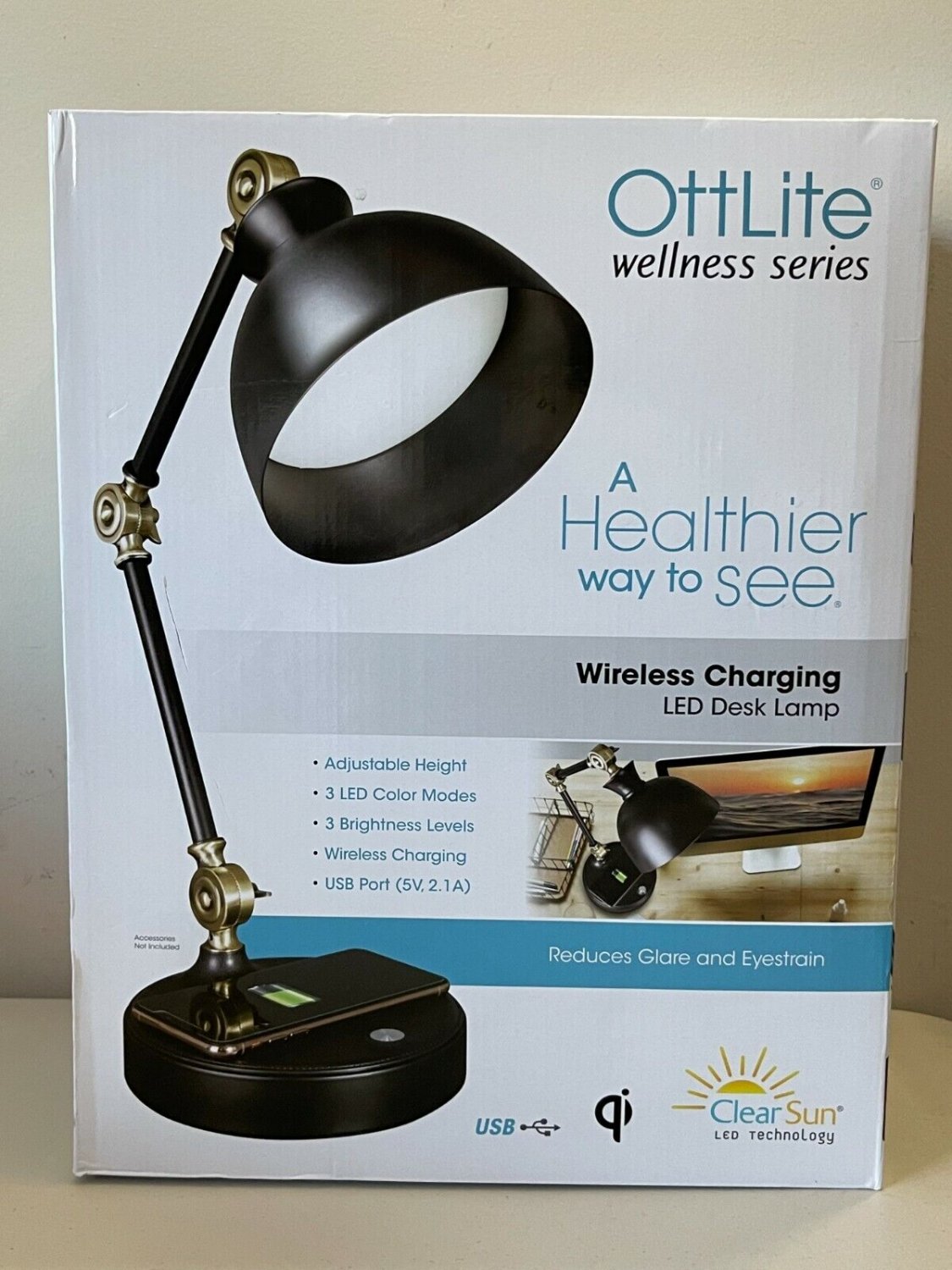New OttLite Wellness Series Wireless Charging LED Adjustable Executive ...