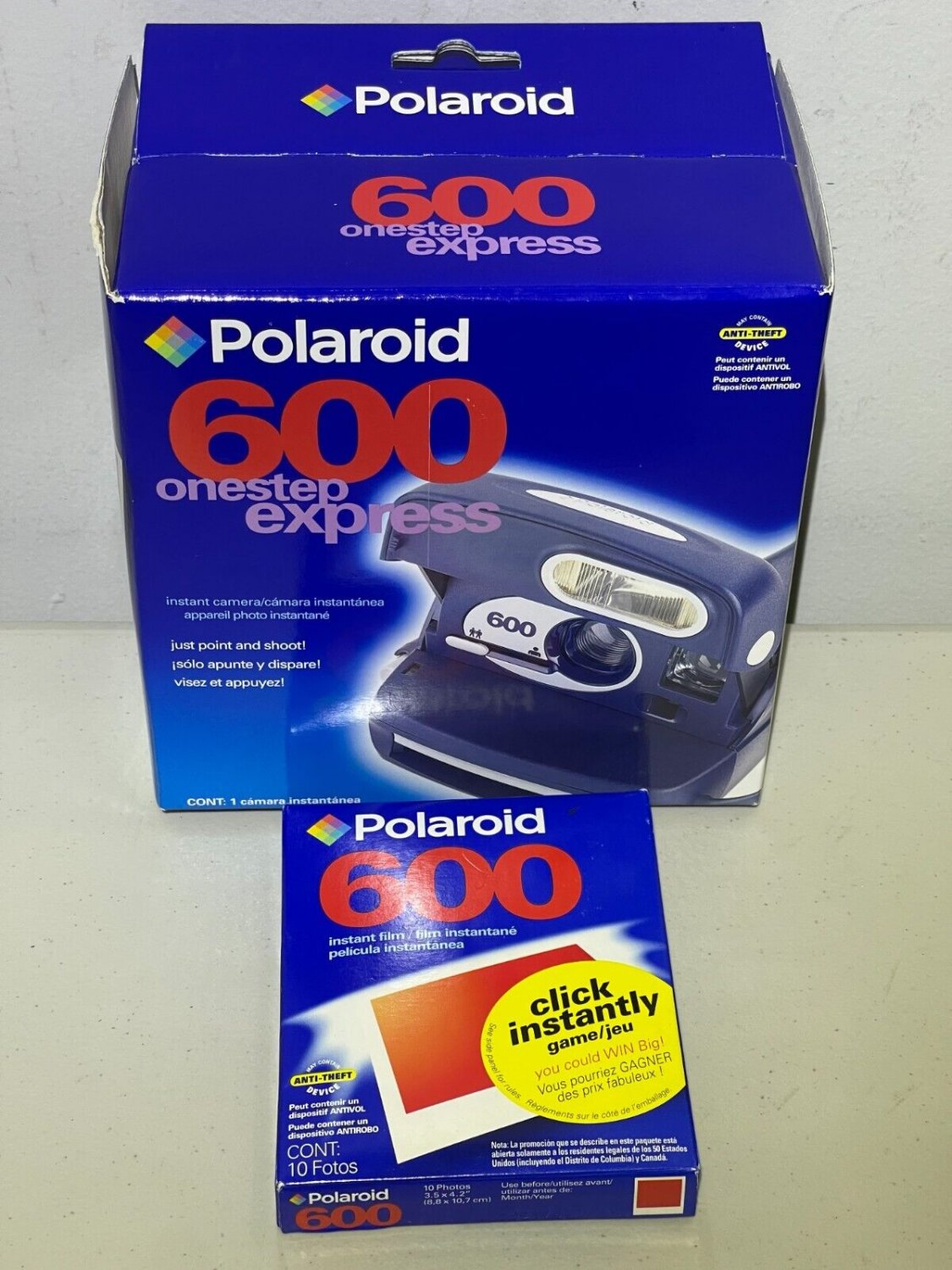 Polaroid 600 One Step Express Instant Camera Flash & Film Bundle Blue ...