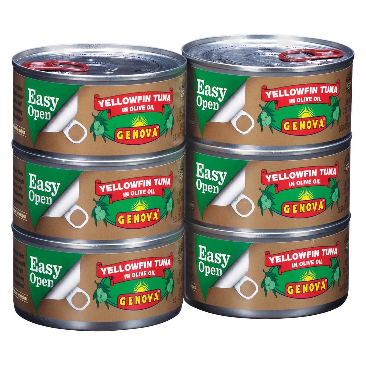 2 x 6-Pack Genova Yellowfin Tuna in Olive Oil 7 oz Pull Tab Tin Can ...