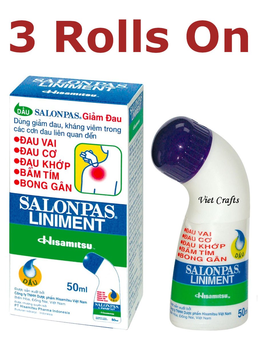 3 x Salonpas Liniment:50 ml Roll On Bottle: Pain Relief Rheumatism ...