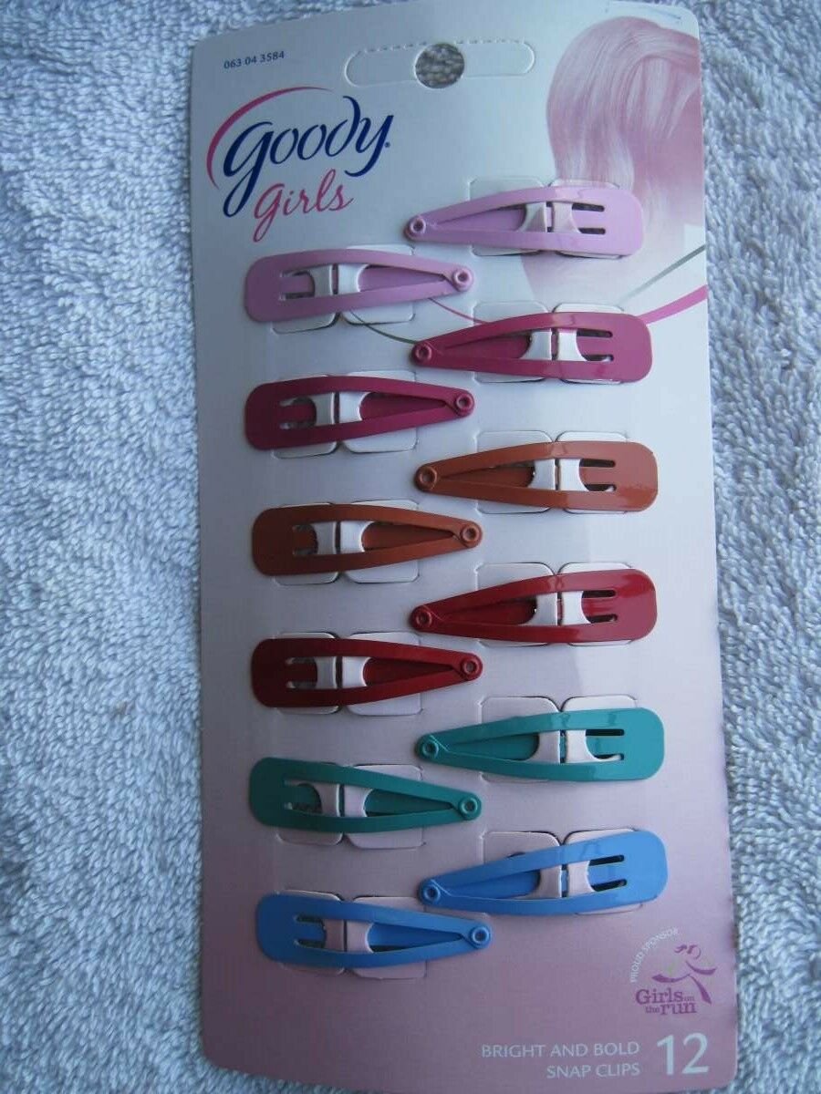 12 Goody Girls Bright & Bold Painted Metal Snap Hair Clips Blue Pink ...