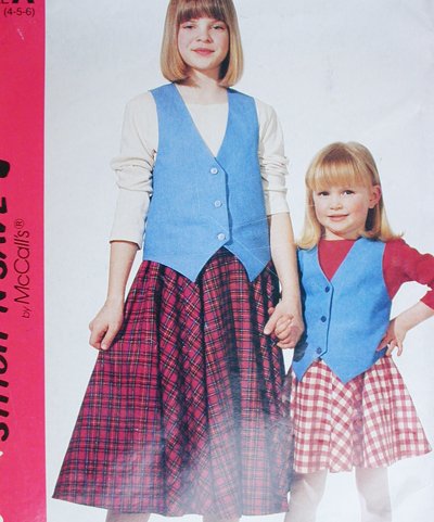McCall 6644 easy stitch sewing pattern girl skirt vest sz 4