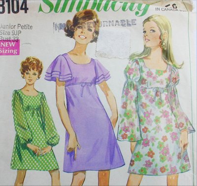 Simplicity 8104 vintage 1969 sewing pattern dress size 9 JP B33