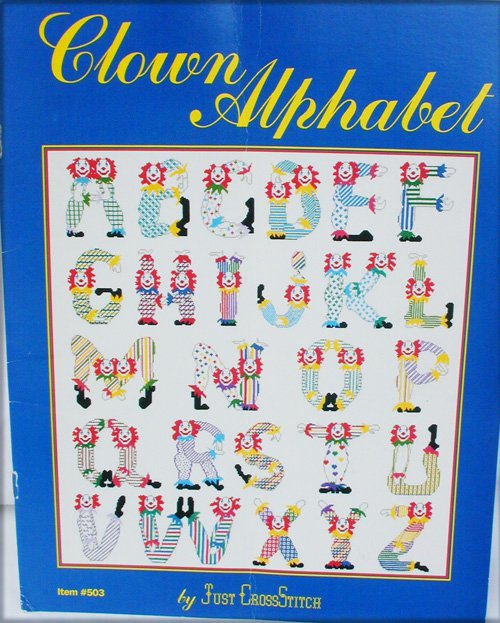 Clown Alphabet patterns by Just cross stitch #503 A to Z