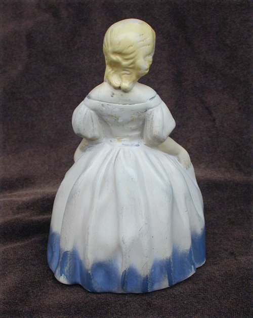 Coventry ware chalkware girl blue white dress 4 3/4" AS IS