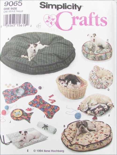 Simplicity 9065 dog & cat beds and place mats UNCUT pattern