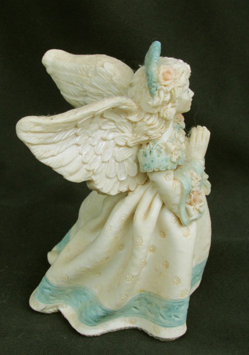 United Design Corp angel praying blue accent on gown figurine 1991