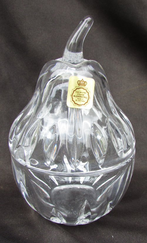 Bleikristall 24% lead crystal jam honey jelly jar pear shaped West Germany