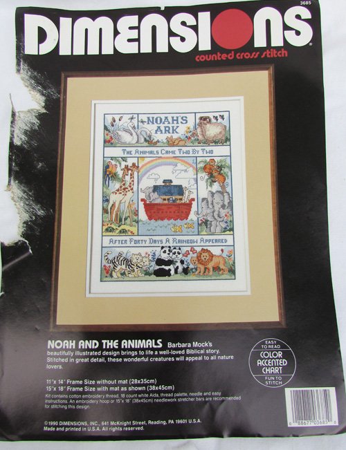 Dimensions Noah's Ark and the Animals Cross stitch kit complete but opened
