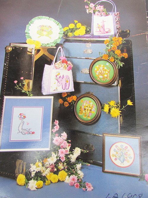 Bloomin' Critters cross stitch booklet LWS rabbit whale peacock unicorn