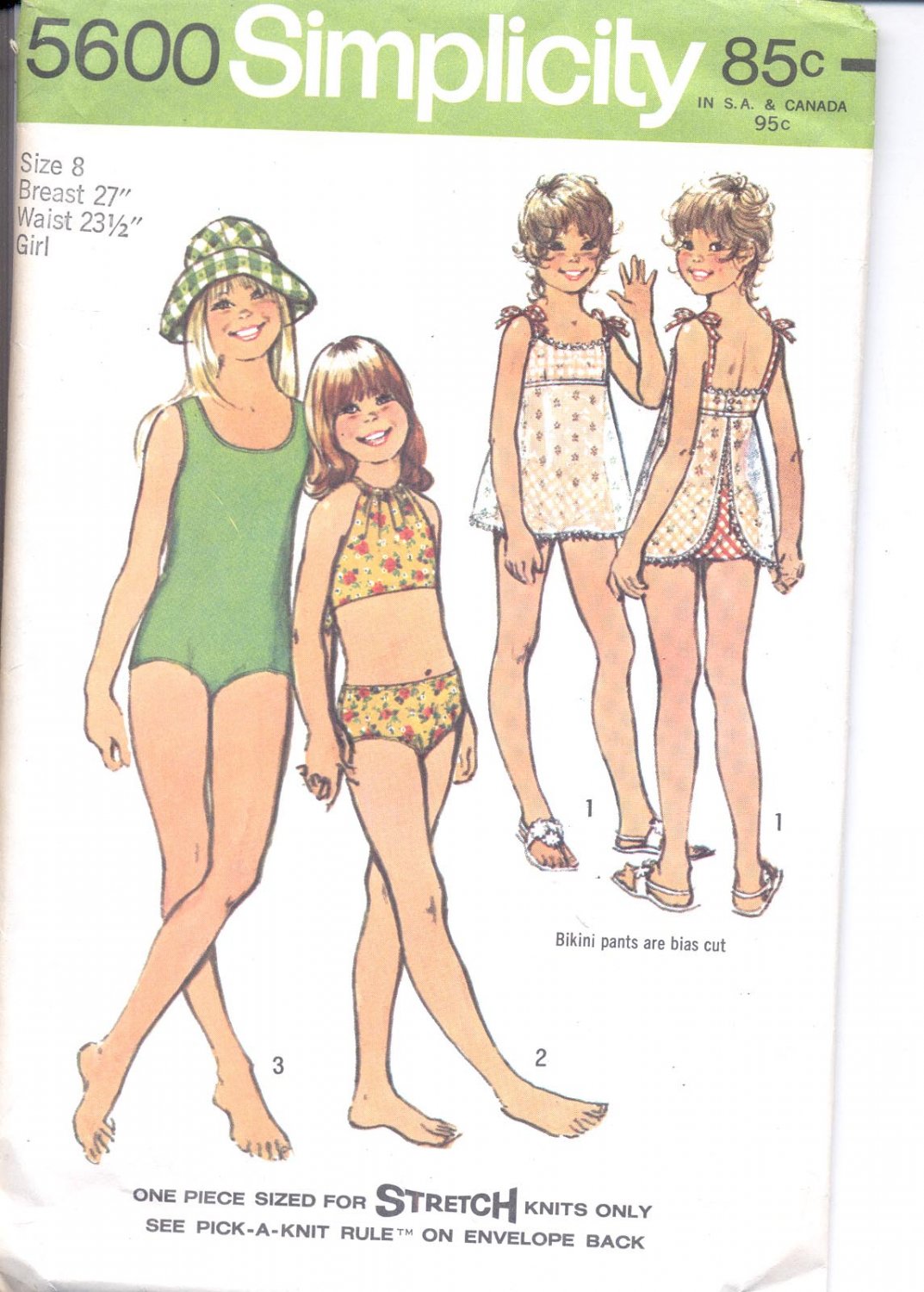 Simplicity pattern 5600 Girls set of bathing-suits- Size 8