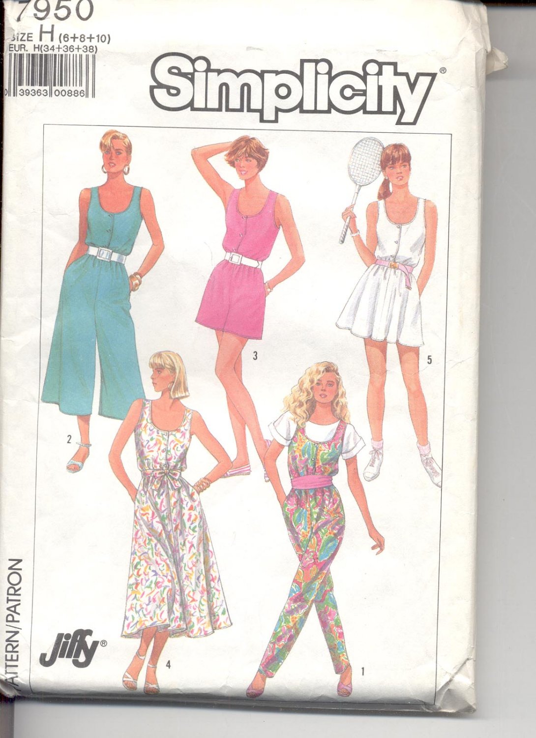 Simplicity pattern 7950 Misses Dress and Jumpsuit- Size H (6-8-10)