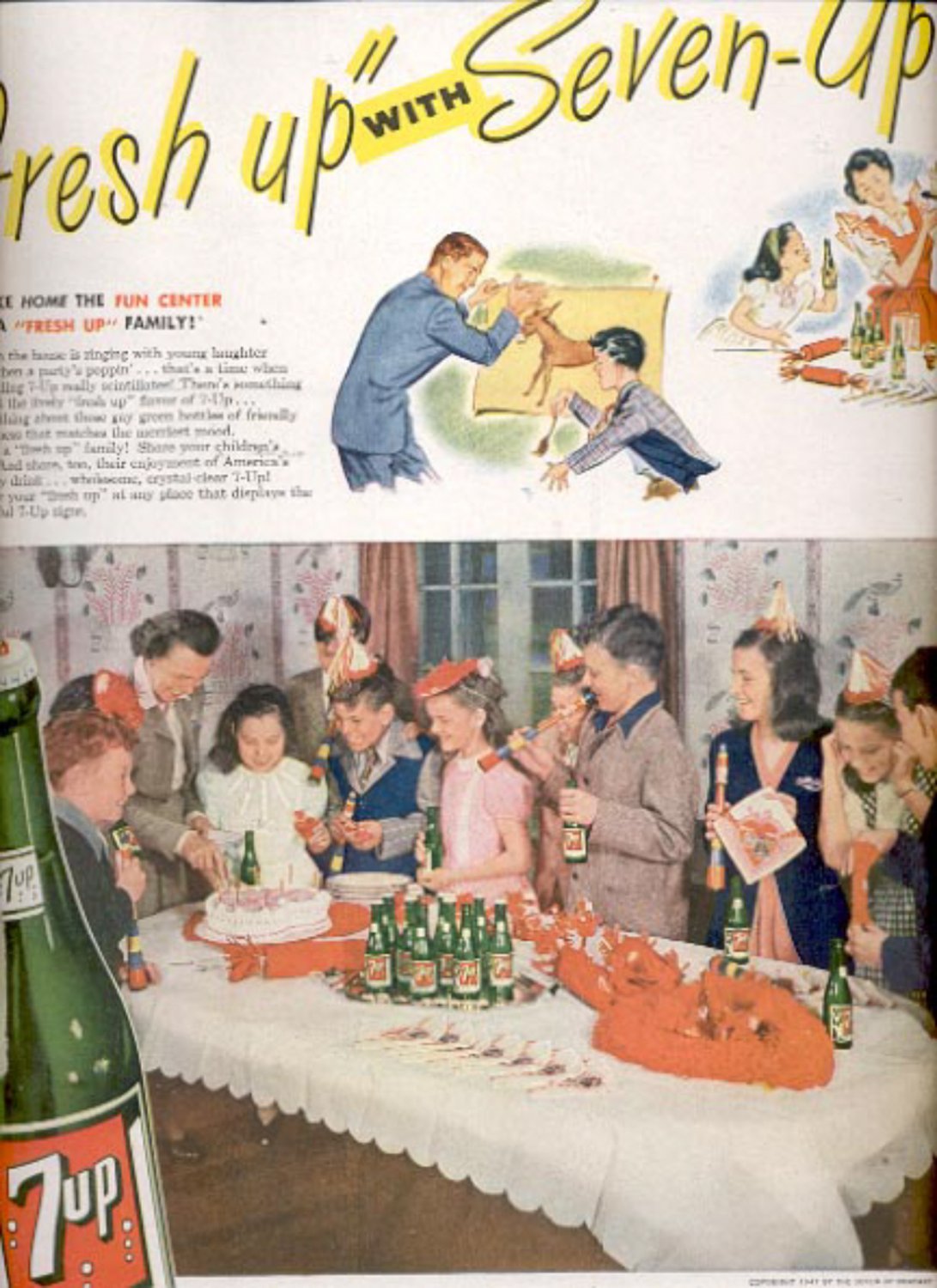 Feb. 17, 1947 Fresh Up with Seven- Up! (7up) magazine ad (#6231)