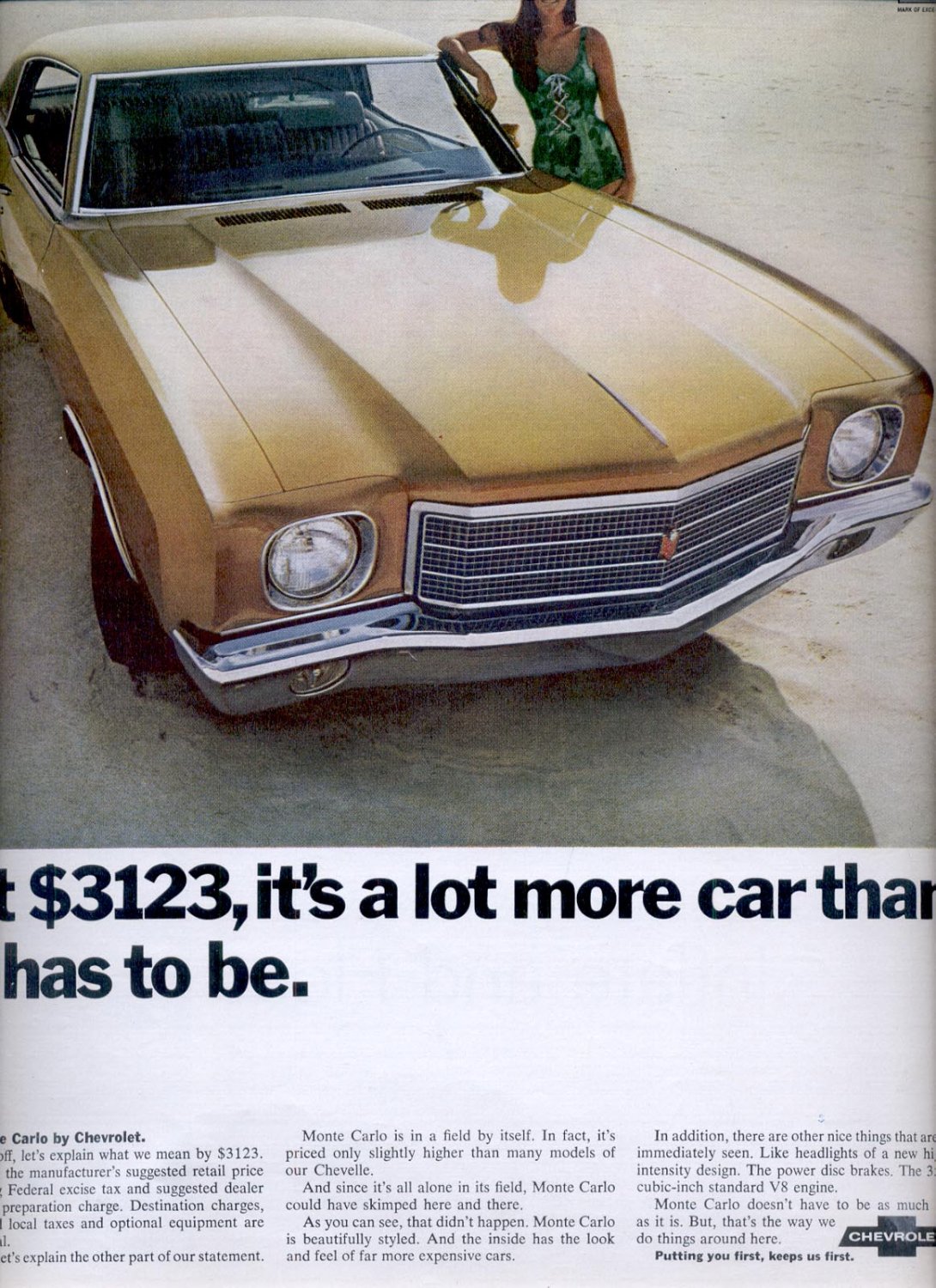 April 10,1970 Monte Carlo Chevrolet magazine ad (# 2600)