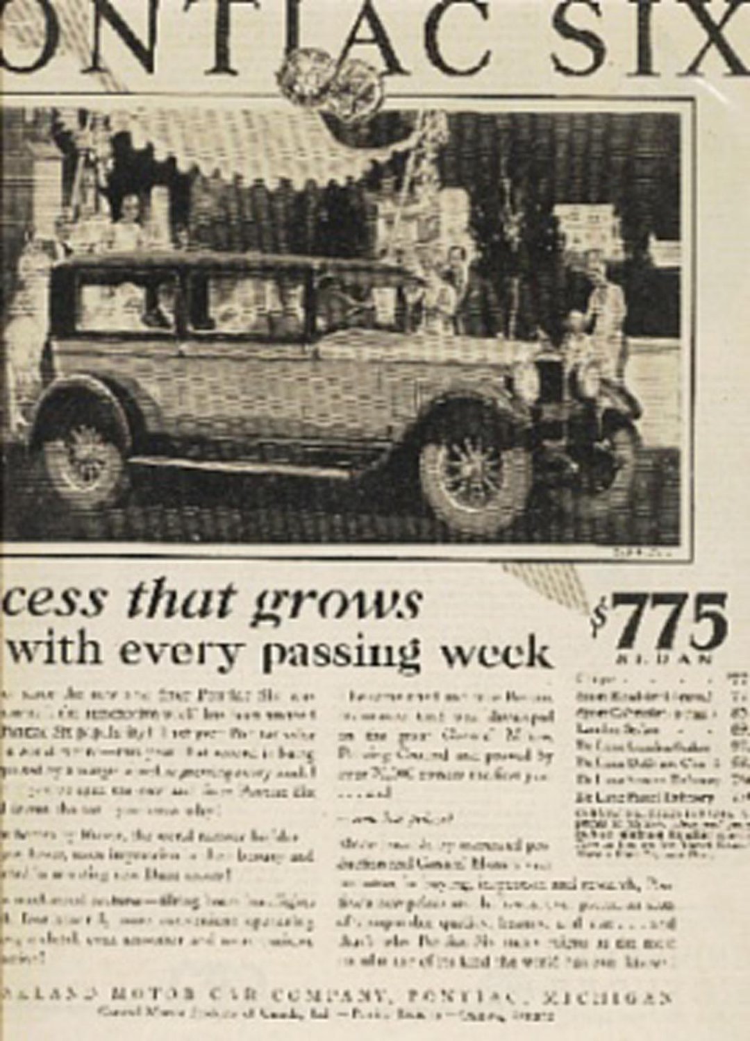 1927 Pontiac Six magazine ad (# 165)