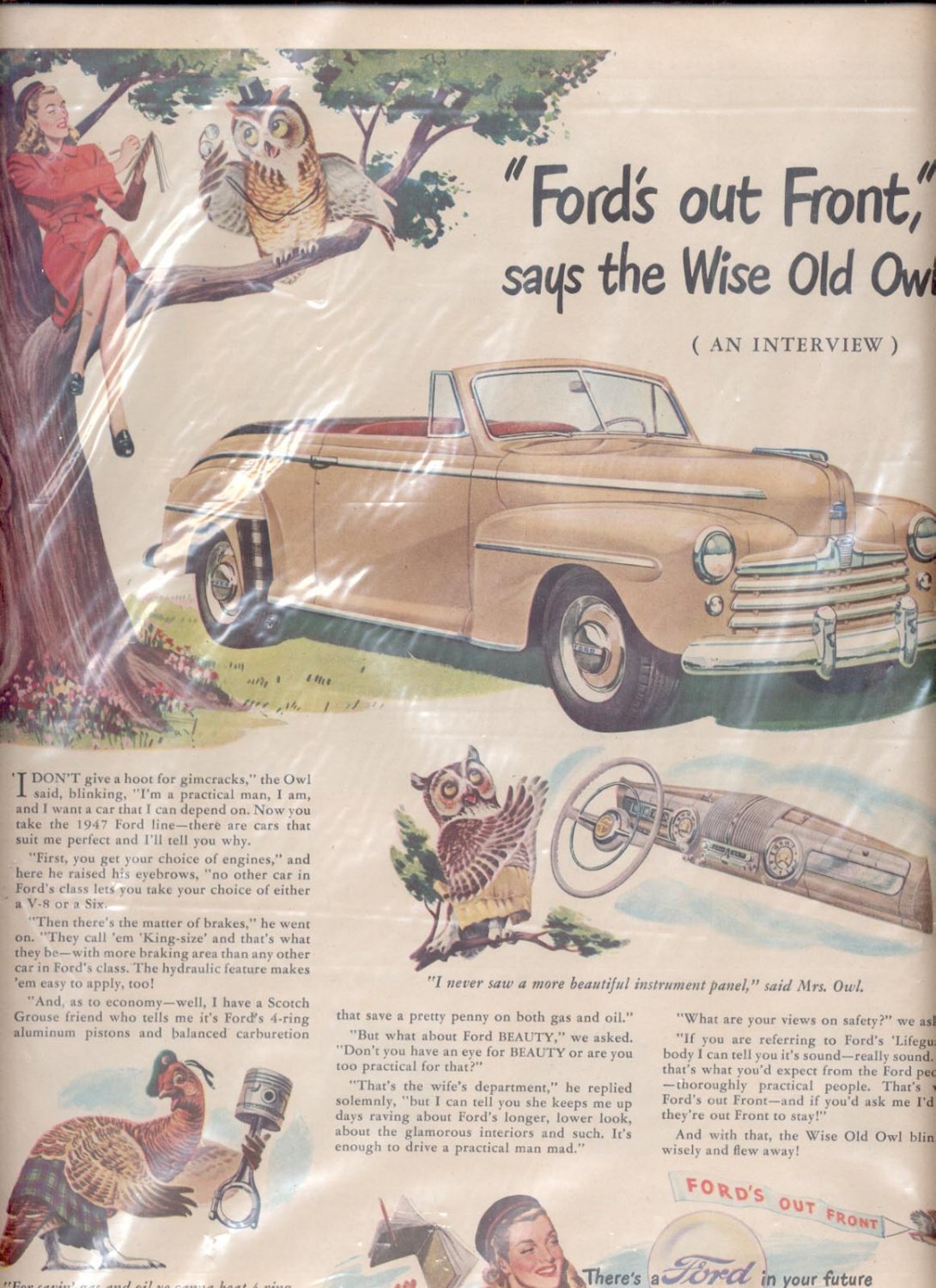 1947 Ford's out front magazine Ad - w/owl (#98)